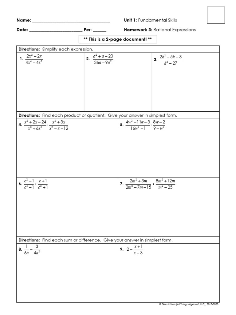 01.07 Rational Expressions | PDF | Mathematical Objects | Elementary ...