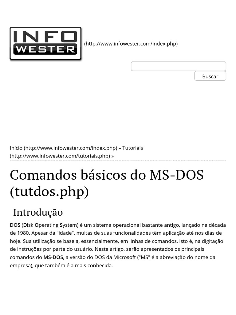Comandos Básicos Do MS-DOS | PDF | Microsoft Windows | DOS
