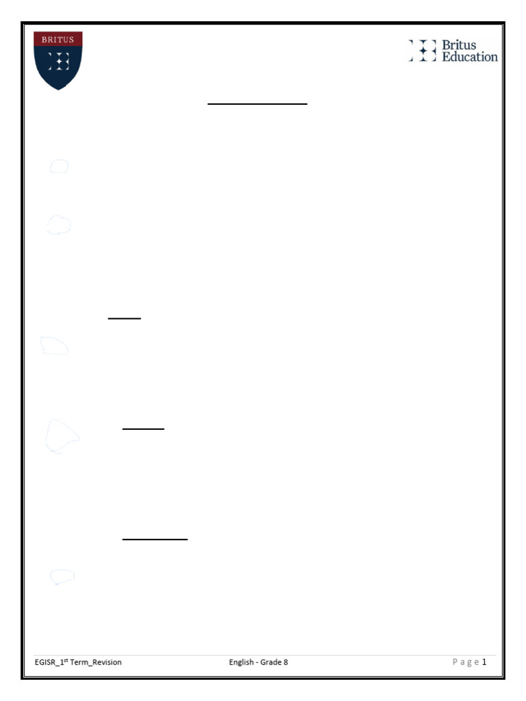 Grammar Revision Sheet Not Ans 1027512710 | PDF | Verb | Adverb