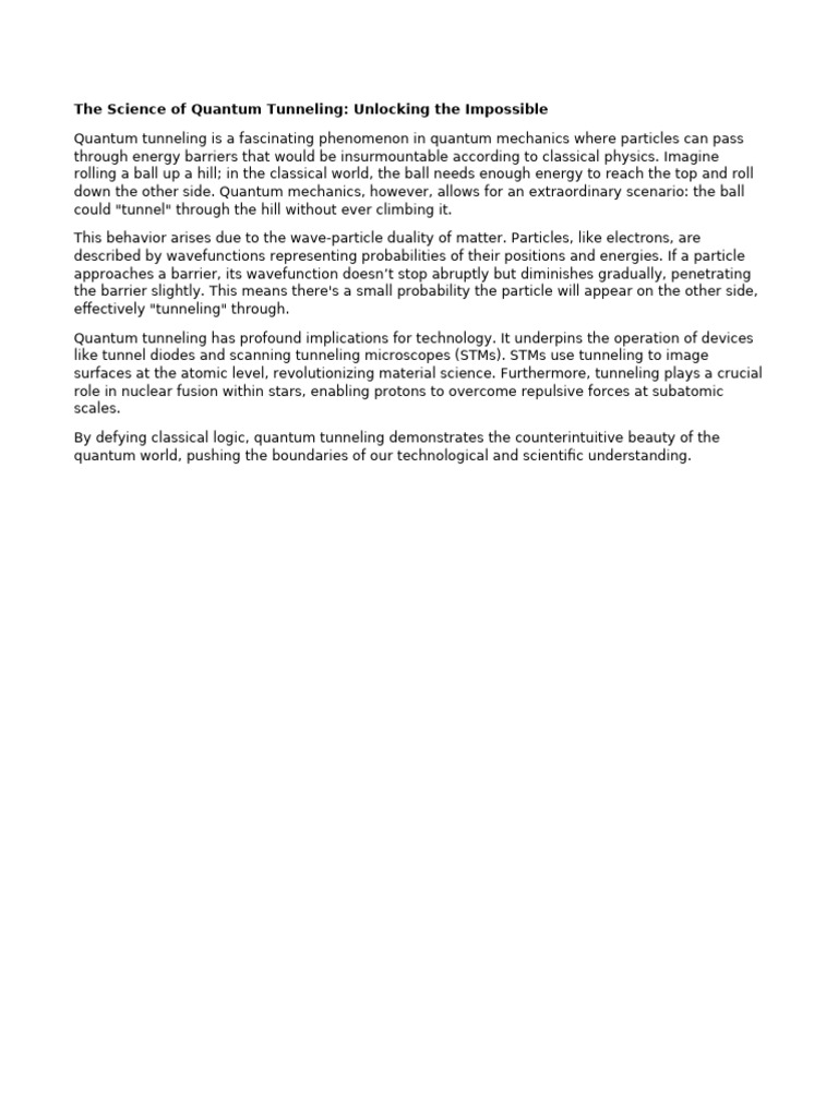 The Science of Quantum Tunneling | PDF