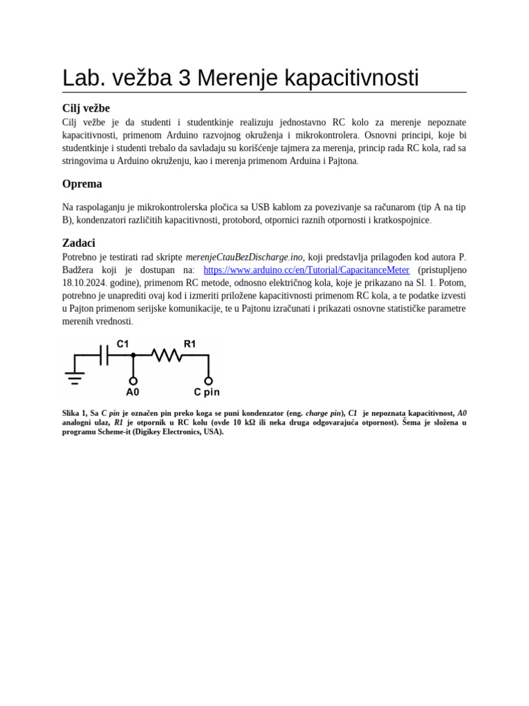 Lab. 3 - Merenje Kapacitivnosti 2024 | PDF