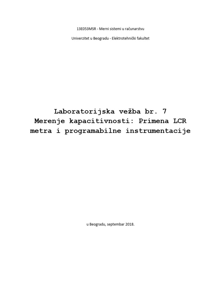 07 Lab Arduino Merenje Kapacitivnosti | PDF