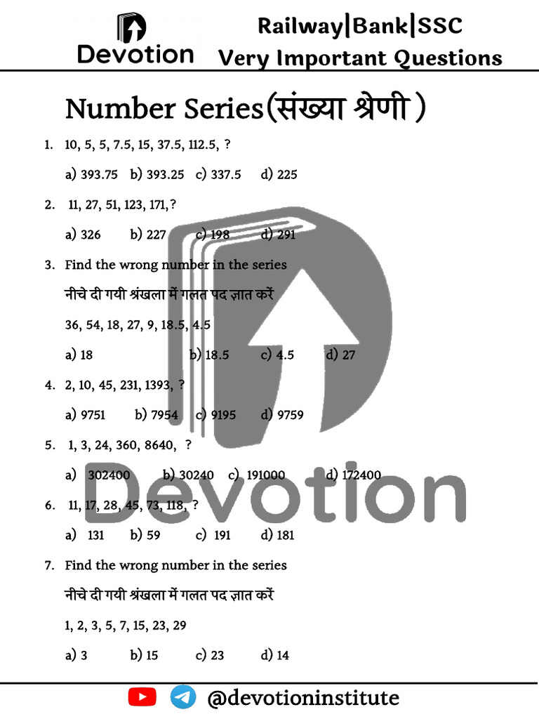 Number Series Top 10 Questions | PDF