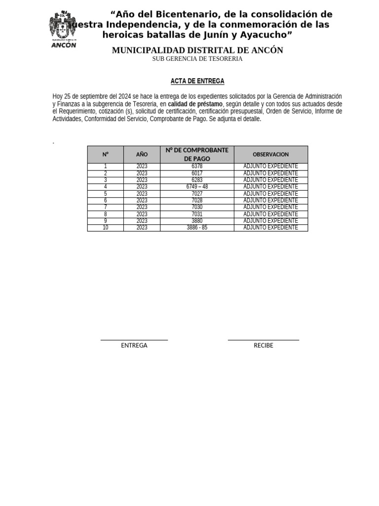 Acta de Entrega-4 | PDF