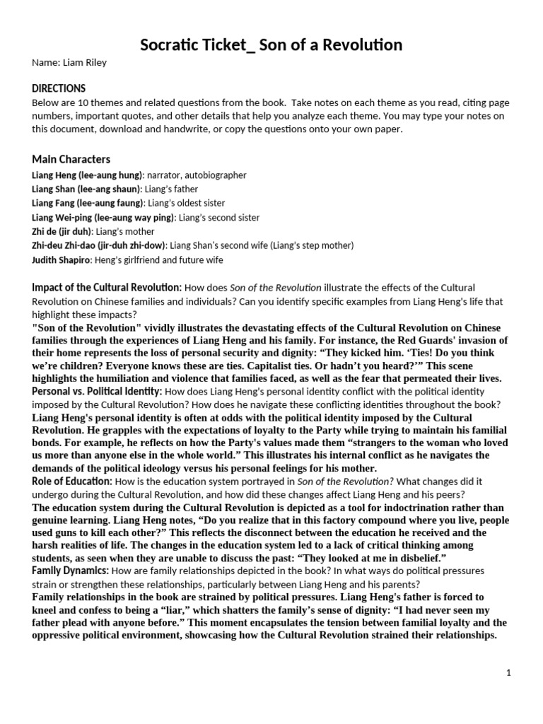 Socratic Ticket - Son of A Revolution | PDF | Cultural Revolution