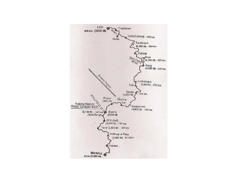 Manali - Leh - Trip Map | PDF