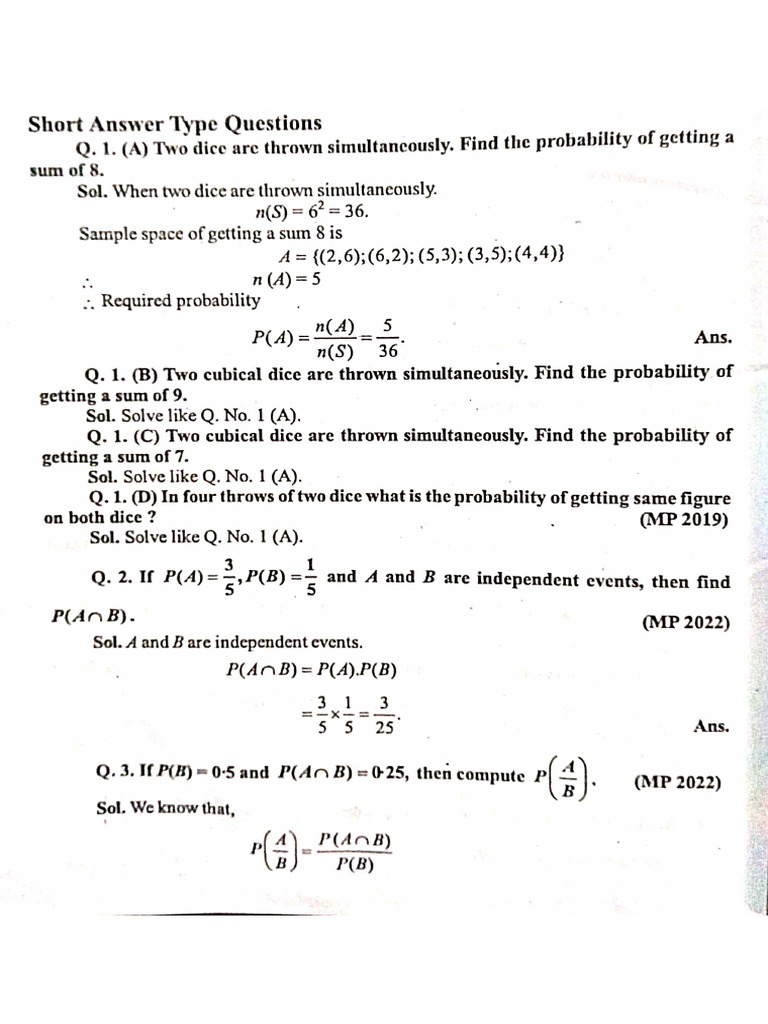 Probability full chapter pyqs | PDF