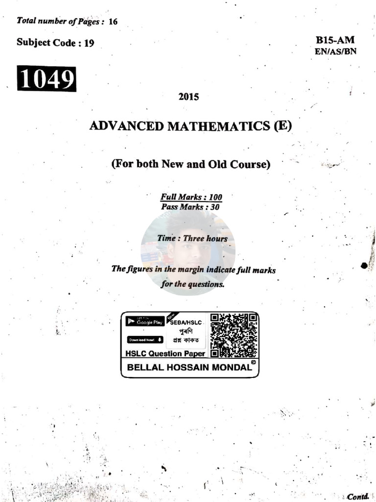 Advance Mathematics 2015 | PDF