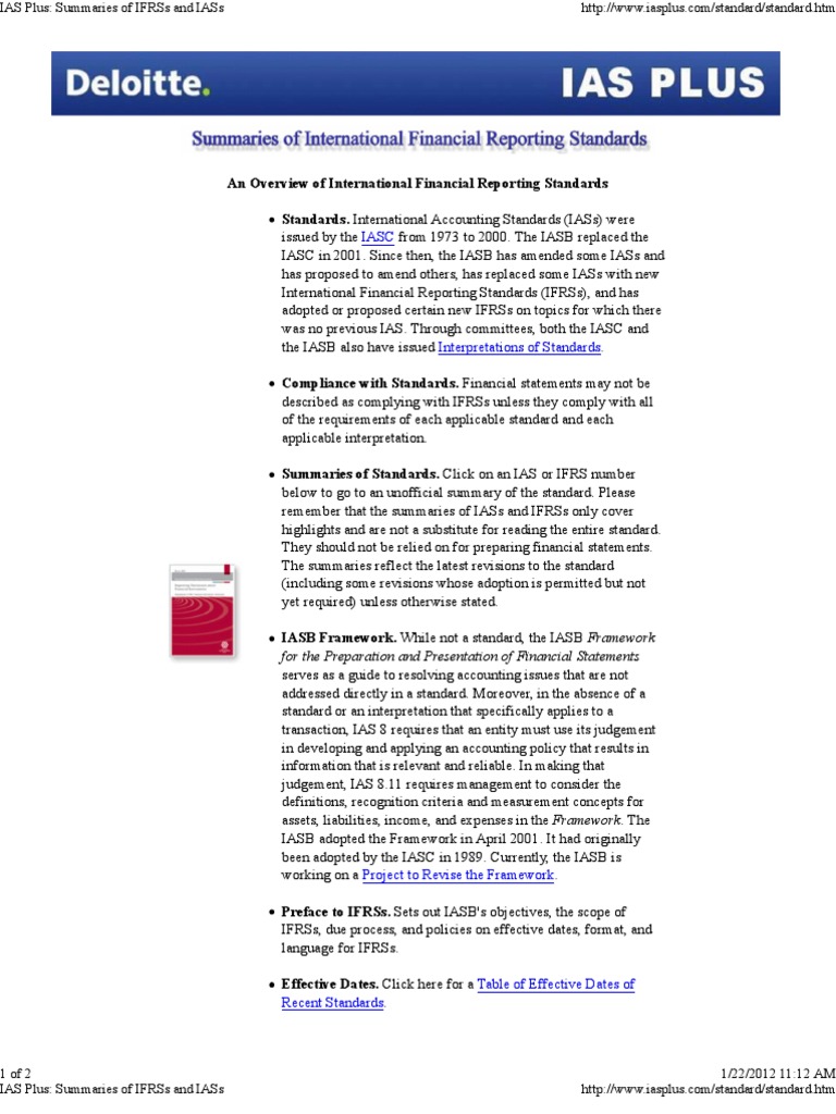 Summaries of IFRSs and IASs | PDF | International Financial Reporting ...