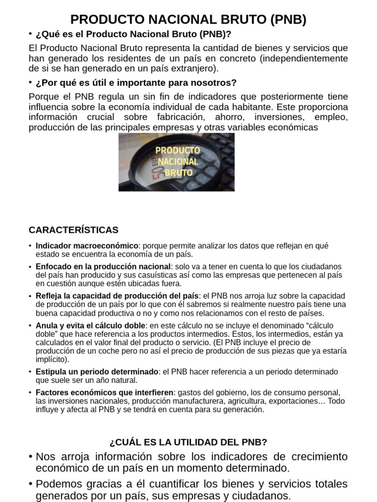 Producto Nacional Bruto (PNB) | PDF | Producto Interno Bruto | Economias