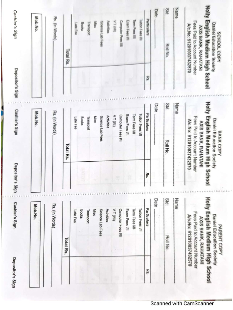 Blank Fees Challan | PDF