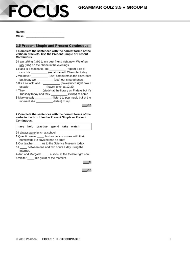 Grammar Quiz 3.5 B | PDF