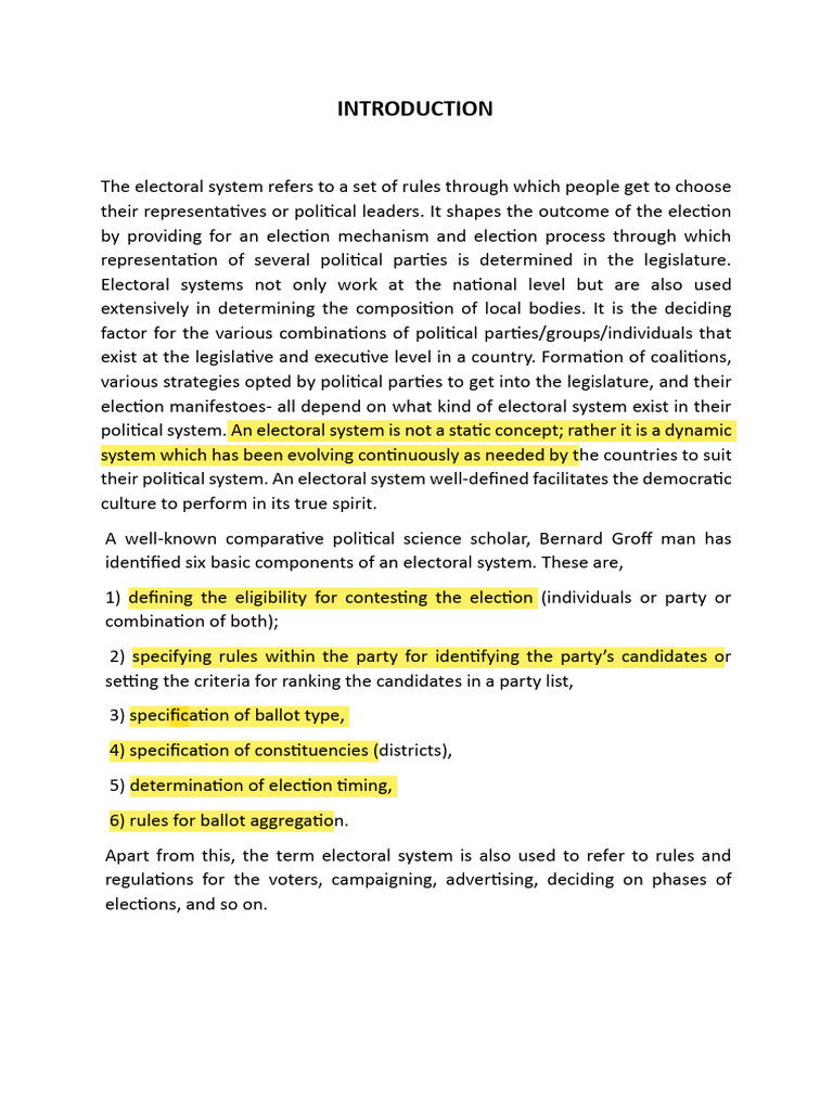electoral system[1] | PDF | Voting | Elections