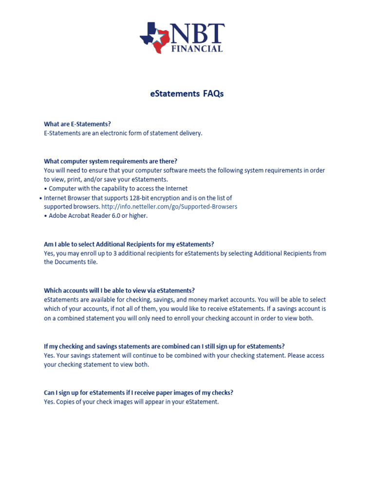 eStatements FAQs | PDF | Computing | Software