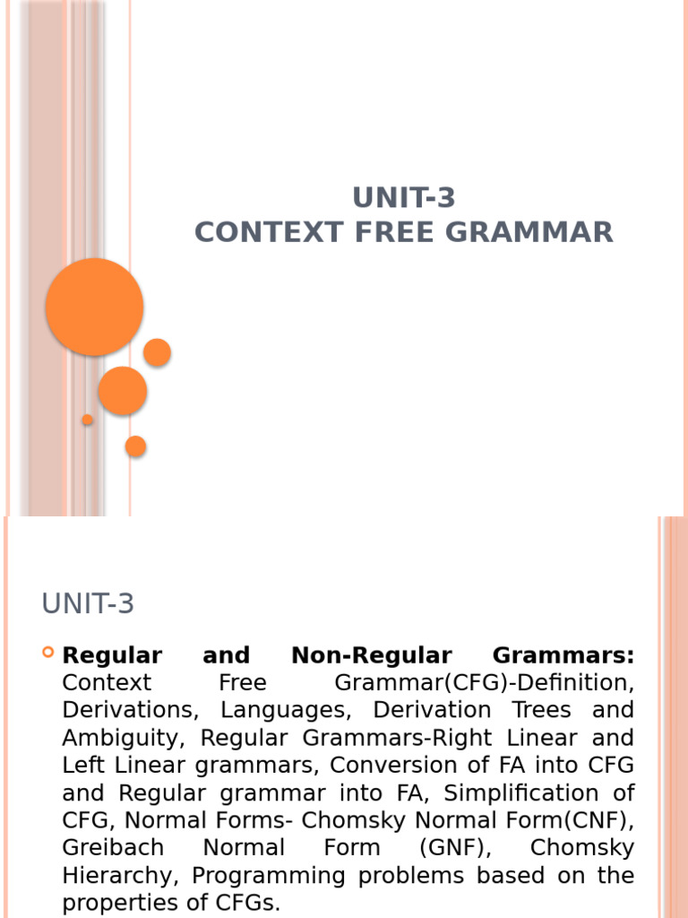 Unit-3. Context Free Grammar | PDF | Mathematics | Syntax