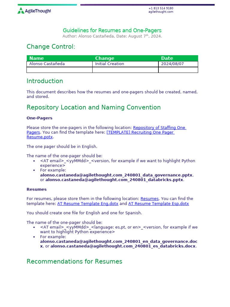 Guidelines For Resumes and One-Pagers | PDF | Résumé | Computing