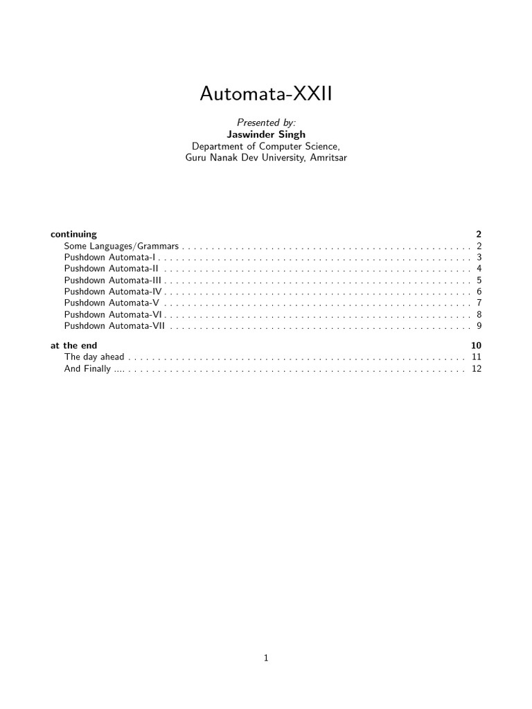 Part 22 Handouts | PDF | Automata Theory | Formalism (Deductive)
