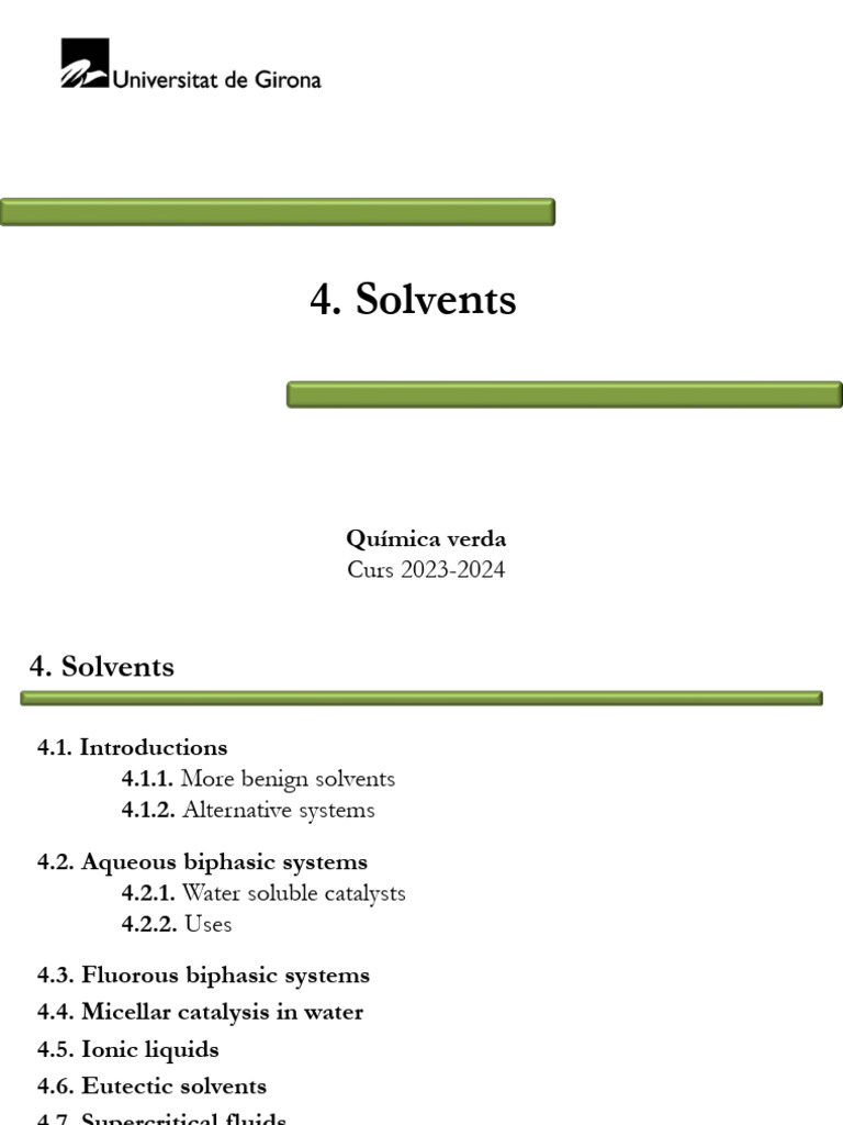 4_Solvents | PDF | Supercritical Fluid | Catalysis