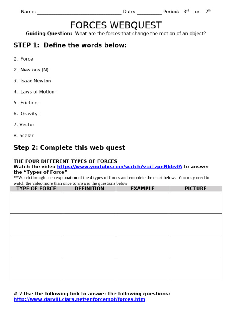 Forces Webquest | PDF