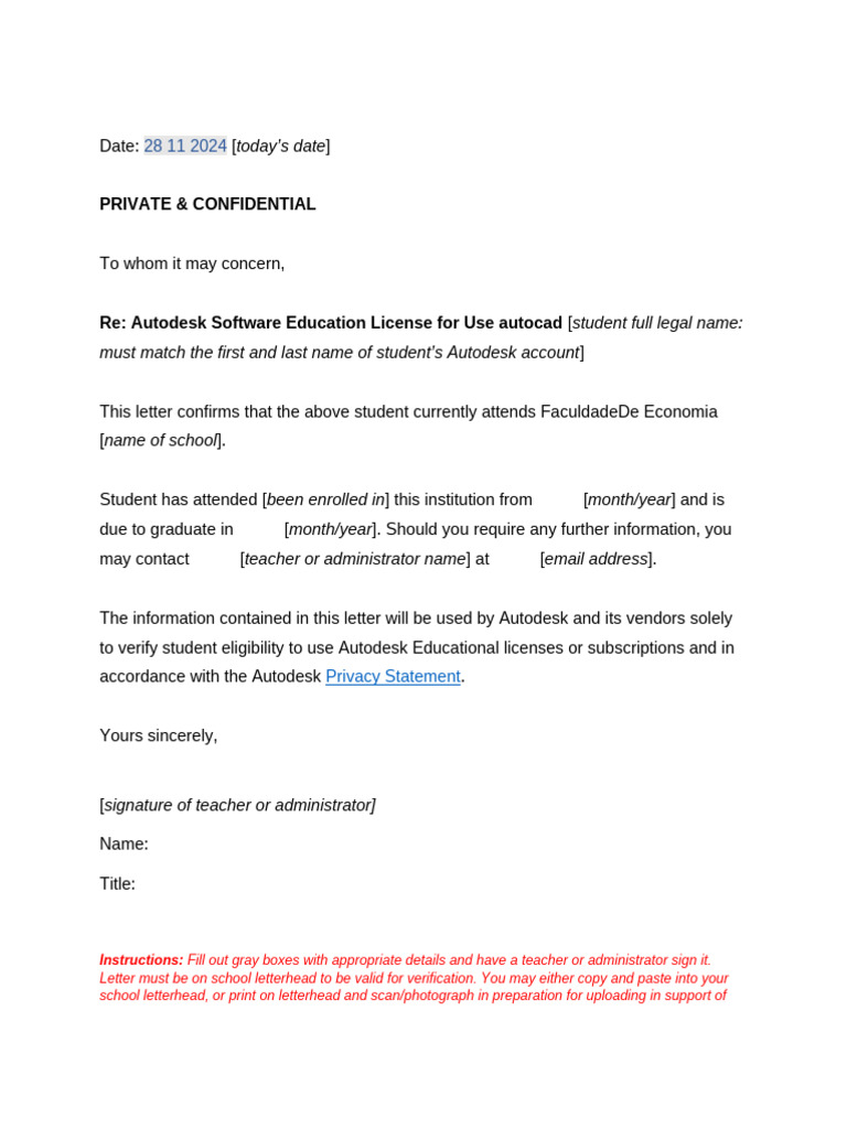 Autodesk Student License Verification | PDF