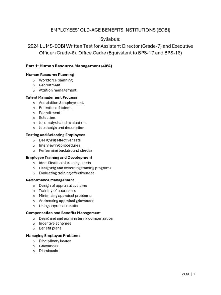 EOBI Test Guide for LUMS Applicants | PDF | Recruitment | Performance ...