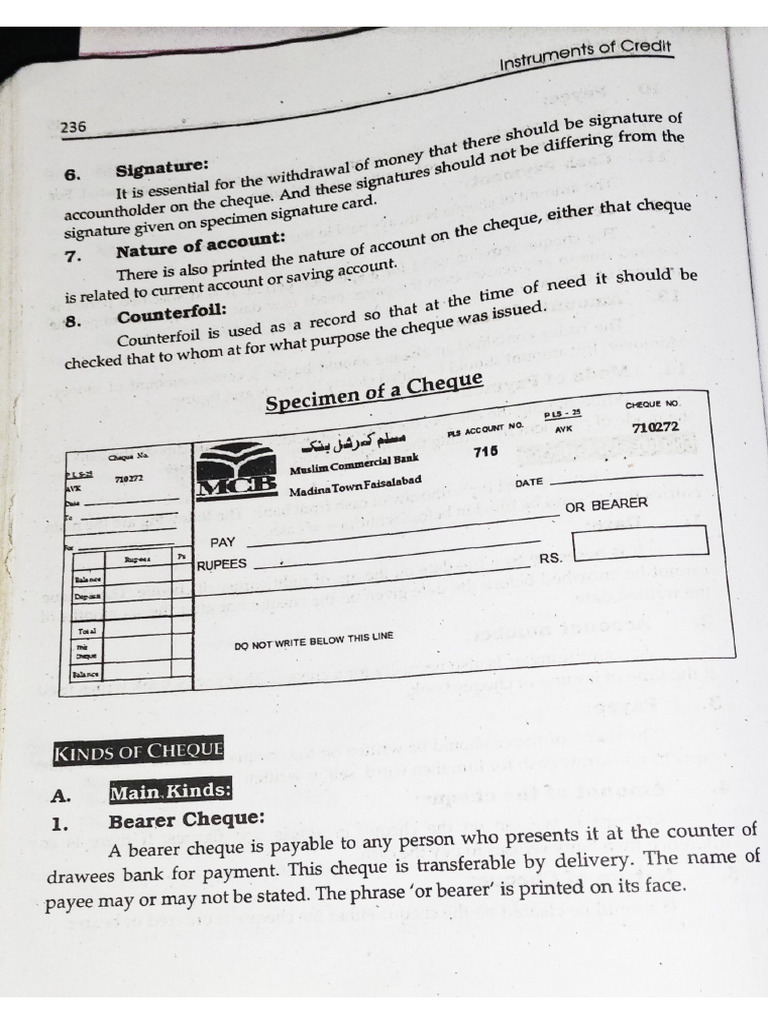 Money Banking (Types of Cheque) | PDF