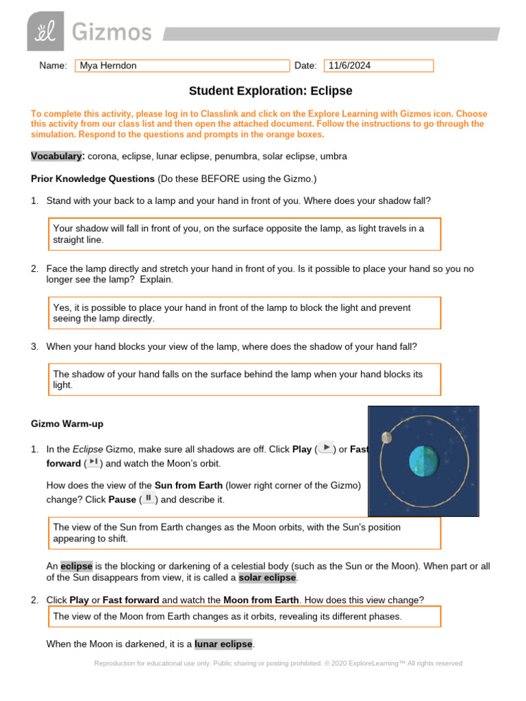 Mya Herndon - Gizmo - Eclipse | PDF | Eclipse | Solar Eclipse