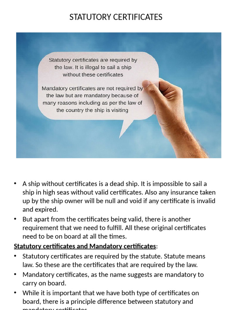 Statutory Certificates 1 | PDF | Ships