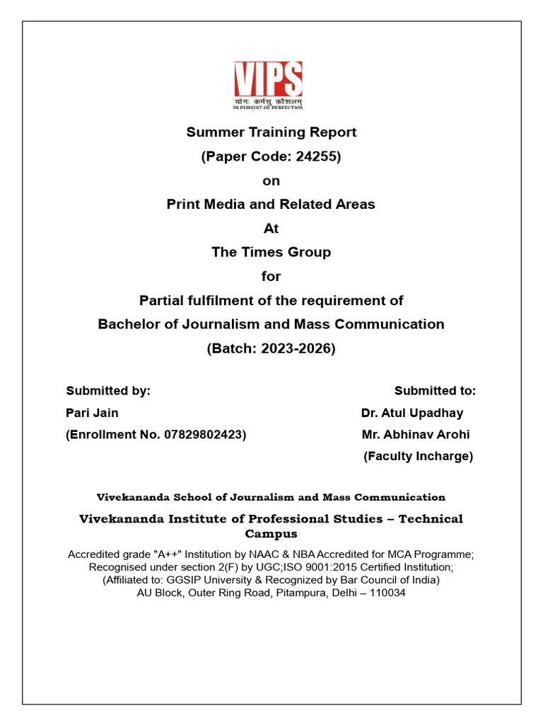 Summer Training Report | PDF