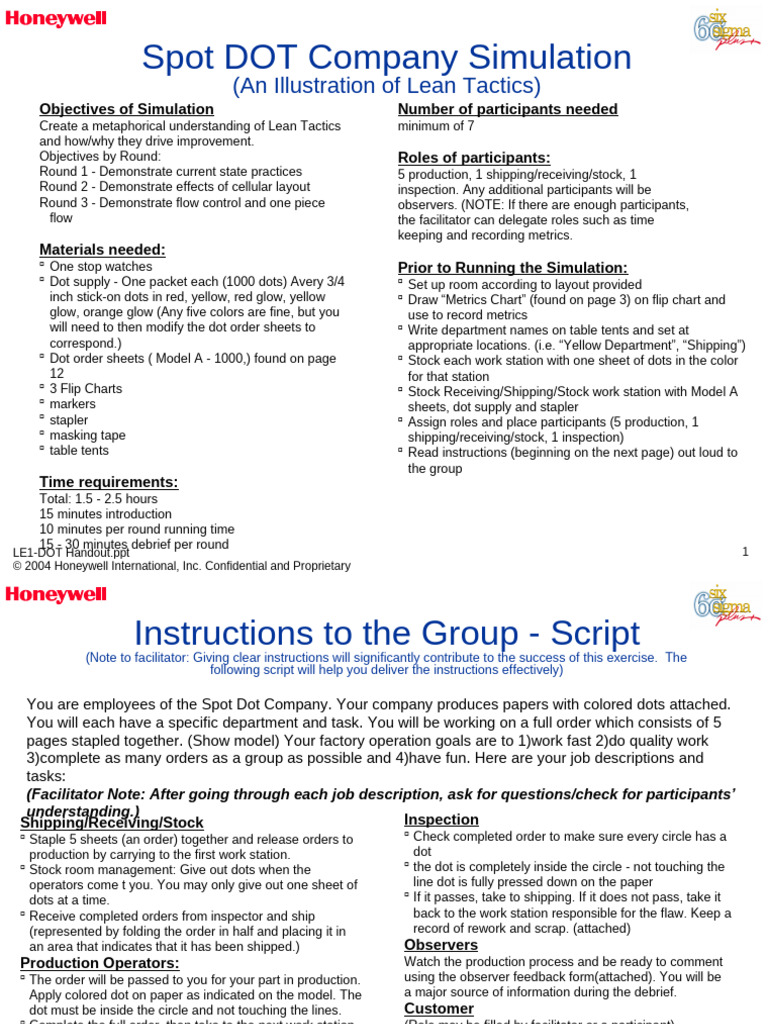 Dot Instructions | PDF | Lean Manufacturing | Simulation