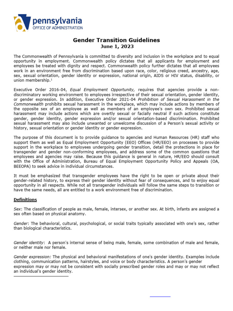 Gender Transition Guidelines | PDF | Gender | Gender Studies
