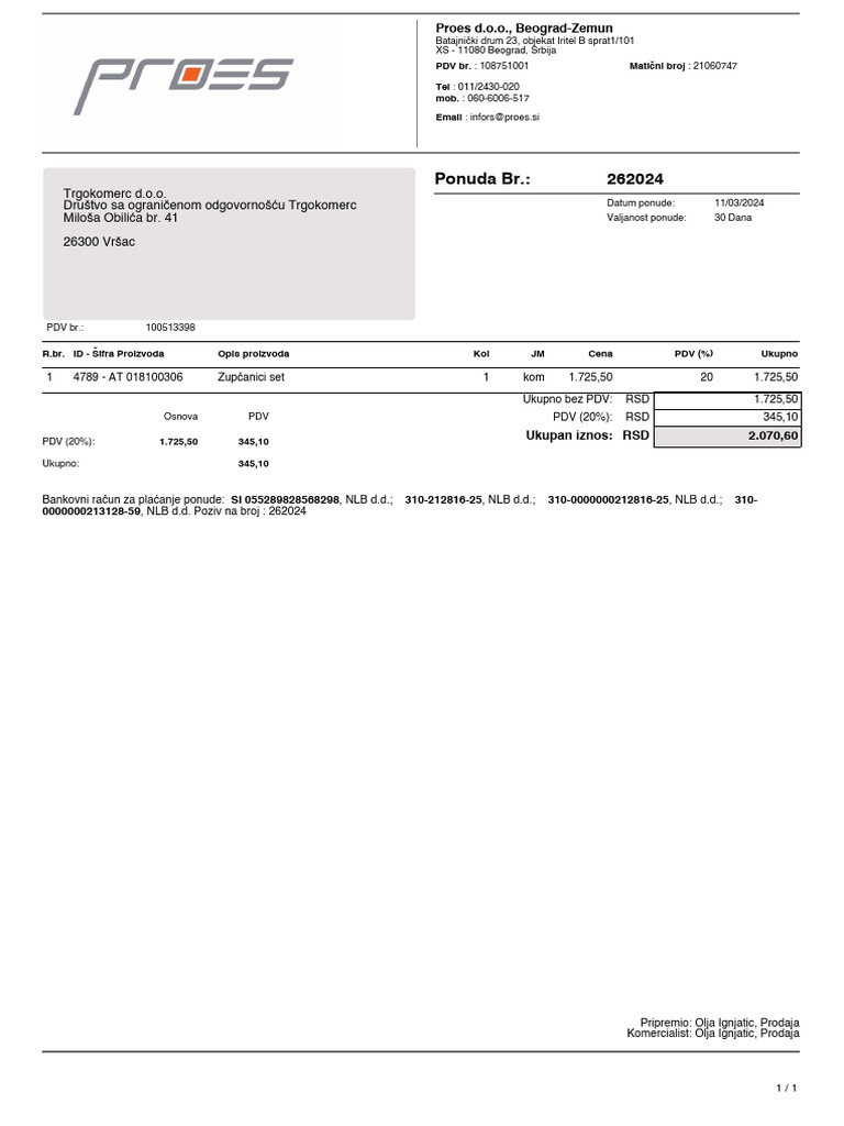 Ponuda 262024-4 | PDF