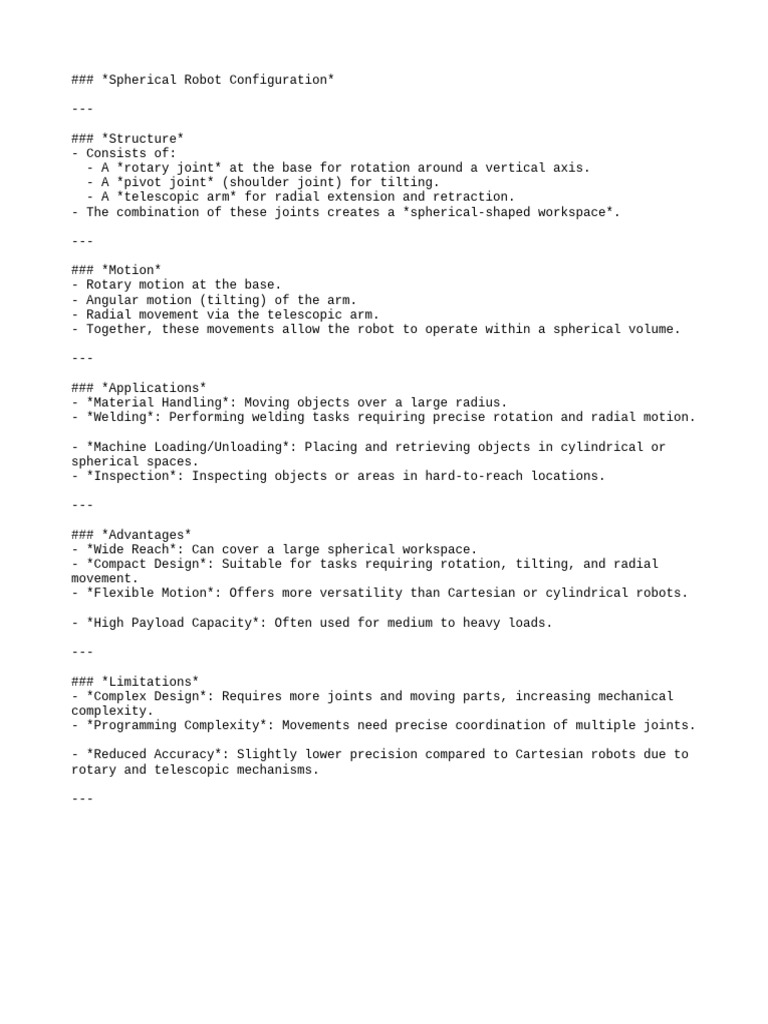 Spherical Robot Configuration | PDF