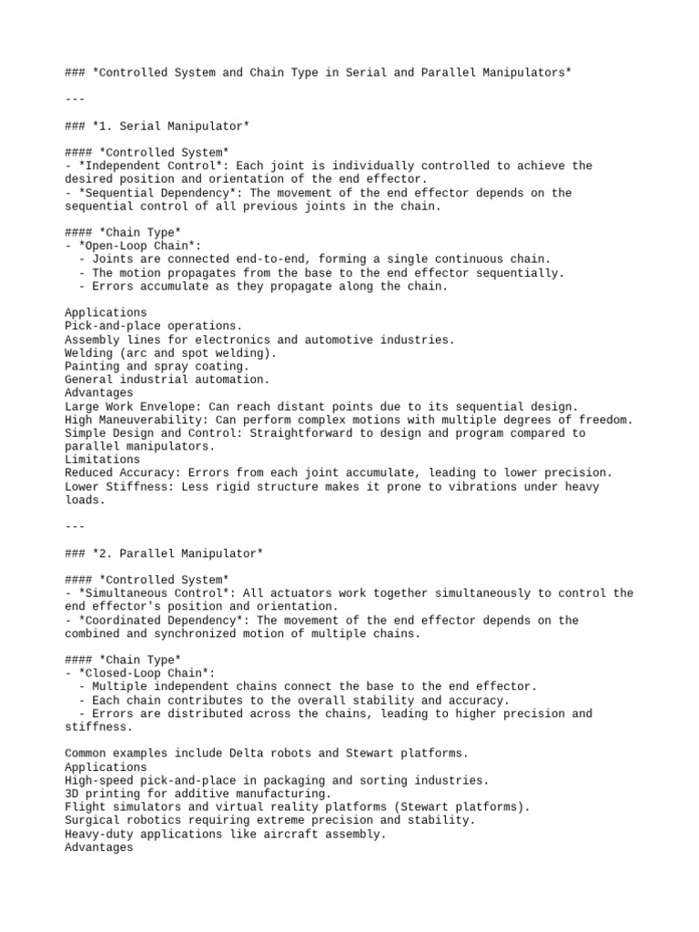 Controlled System and Chain Types | PDF | Robotics | Mechanical Engineering