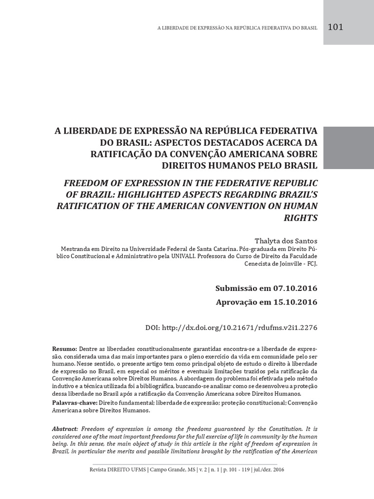 Liberdade de Expressão no Brasil e a CHAD | PDF | Liberdade de ...