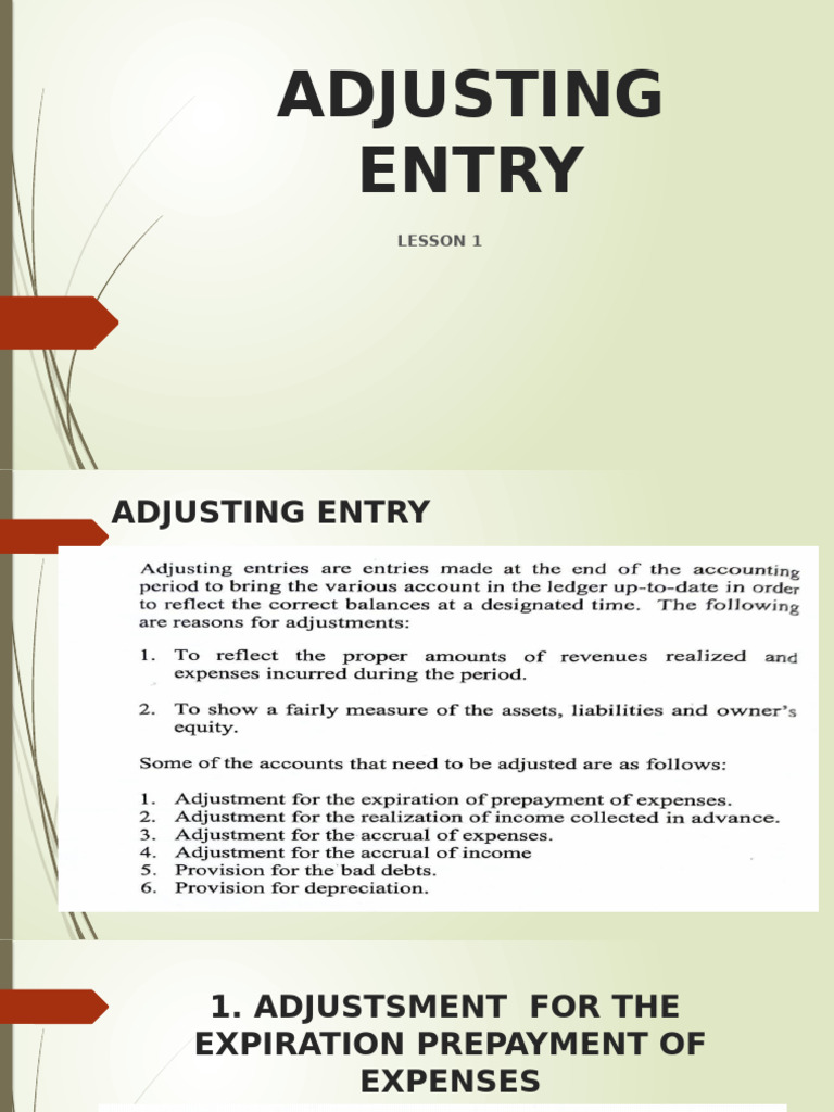 Adjusting Entries for Accounting Basics | PDF