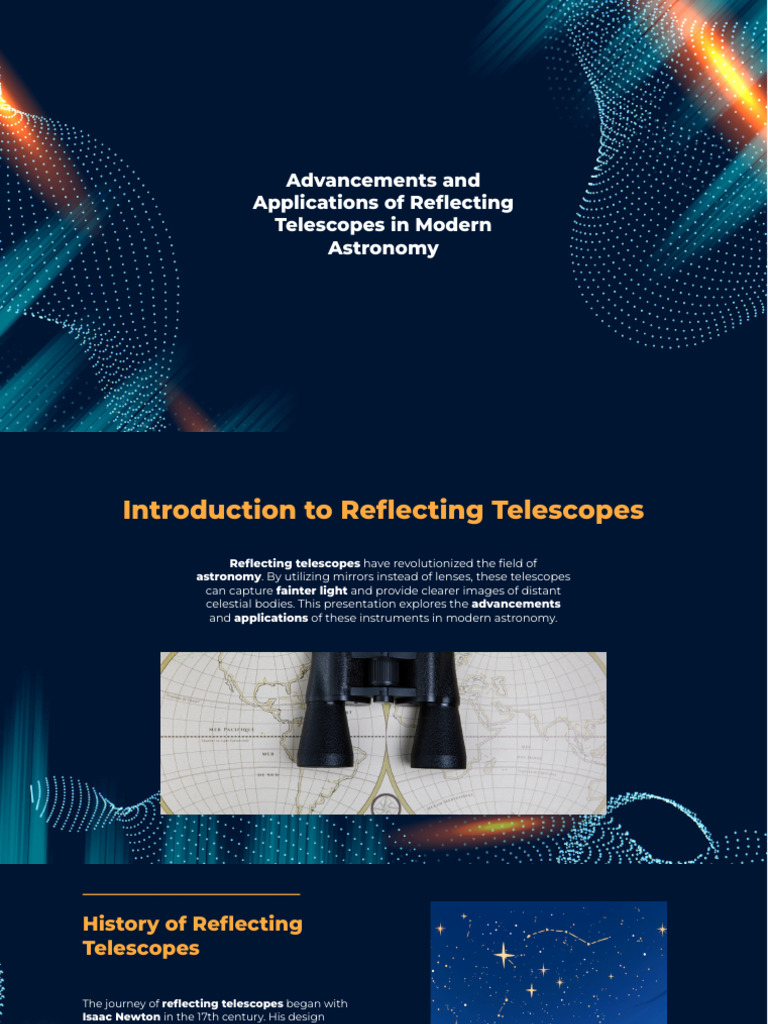 Slidesgo Advancements and Applications of Reflecting Telescopes in Modern Astronomy ...