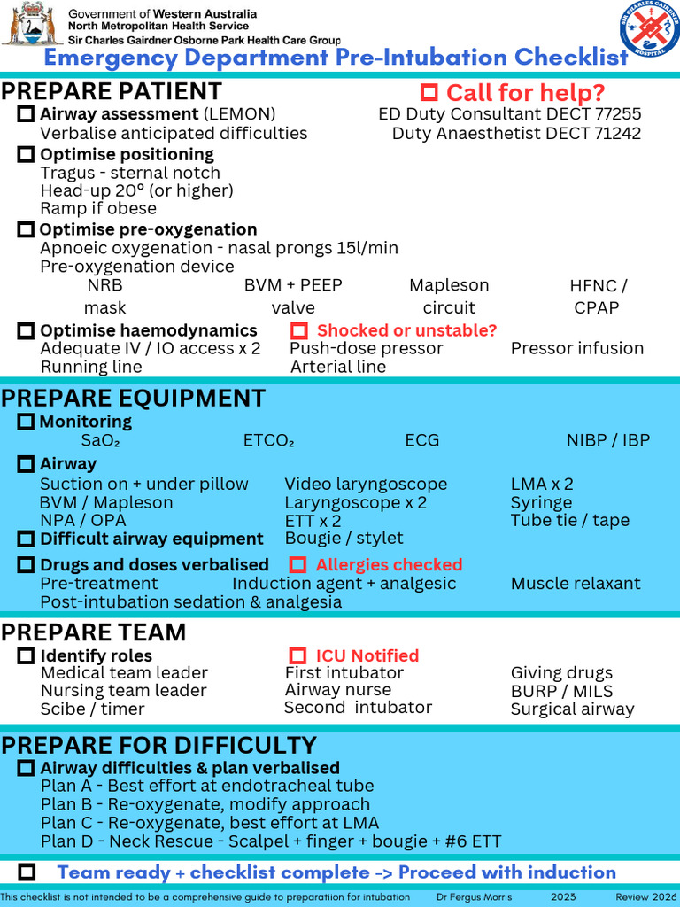 Pre-intubation-checklist-1-copy | PDF | Medicine | Medical Specialties Pre-intubation-checklist-1-copy | PDF | Medicine | Medical Specialties