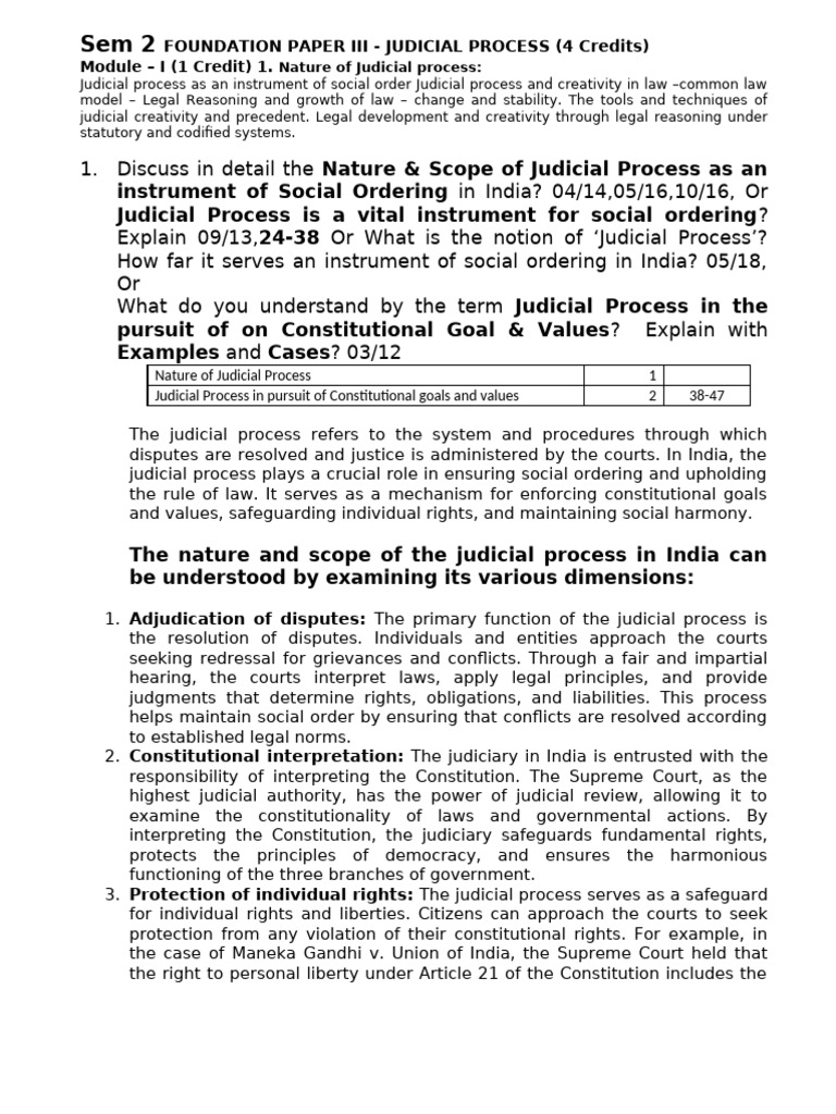 Judicial Process in India: Social Order Insights | PDF | Precedent ...