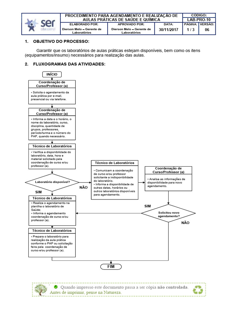 Procedimento Para Agendamentos | PDF | Laboratórios