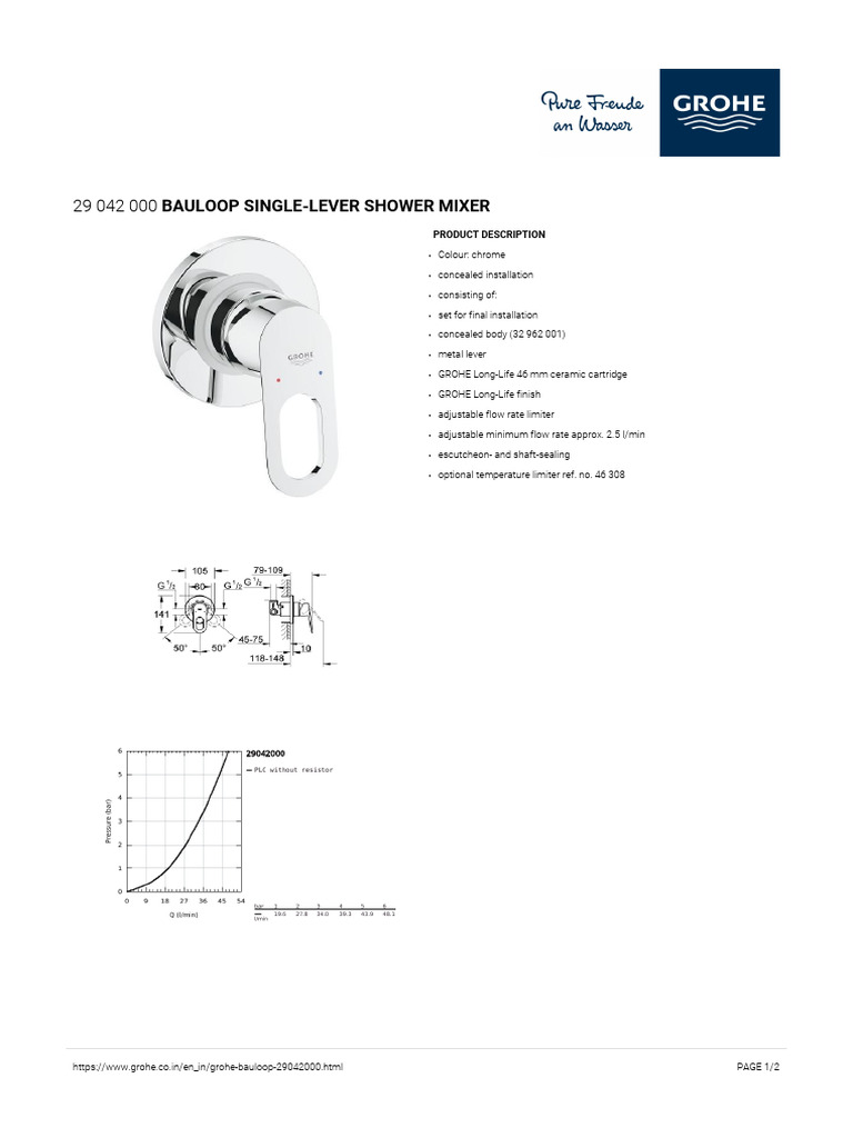 GROHE Specification Sheet 29042000 | PDF