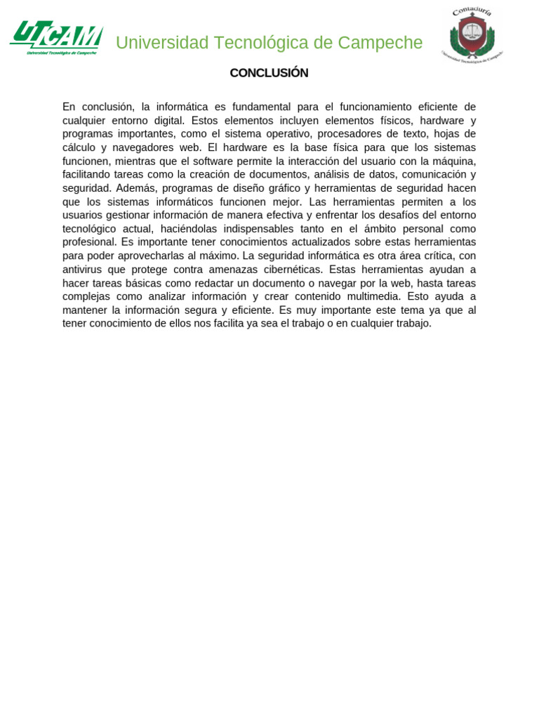 CONCLUSIÓN Informatica | PDF | Informática | Software