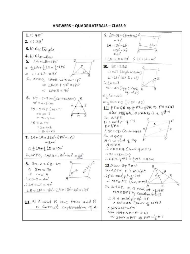 6 Quadrilaterals Answers | PDF