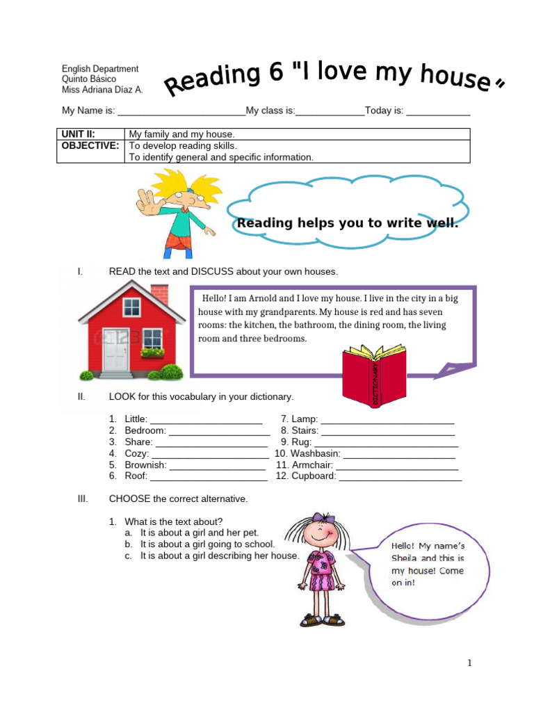 5° - Unidad 2 - Reading 6 - I Love My House | PDF | Home | Interior Design