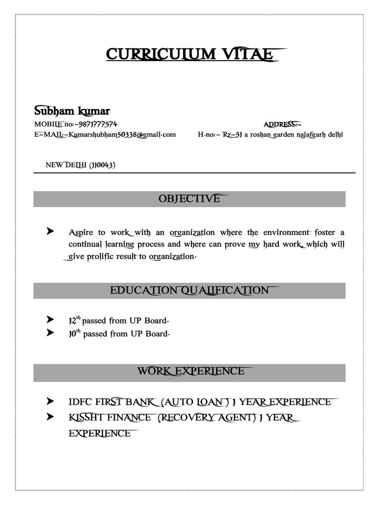SUBHAM KUMAR RESUME | PDF