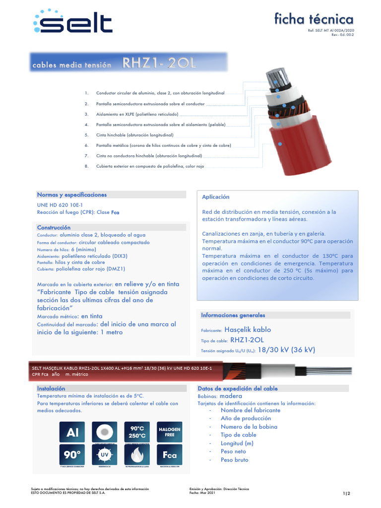 FT-MT-Al-002A 2 SELT RHZ1 2OL 18 30 Mar2021 | PDF | Aislador ...