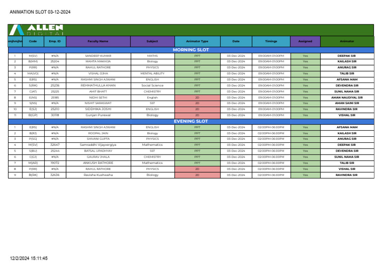 3RD DEC Animation Slot | PDF
