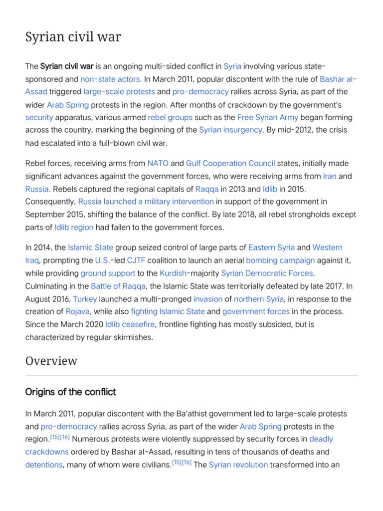 Overview of the Syrian Civil War | PDF | Syrian Civil War | Syria