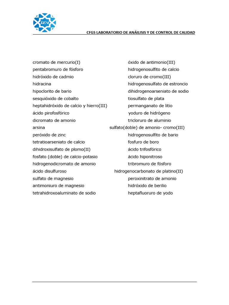 Ejercicios Form. Inorg. 3 | PDF