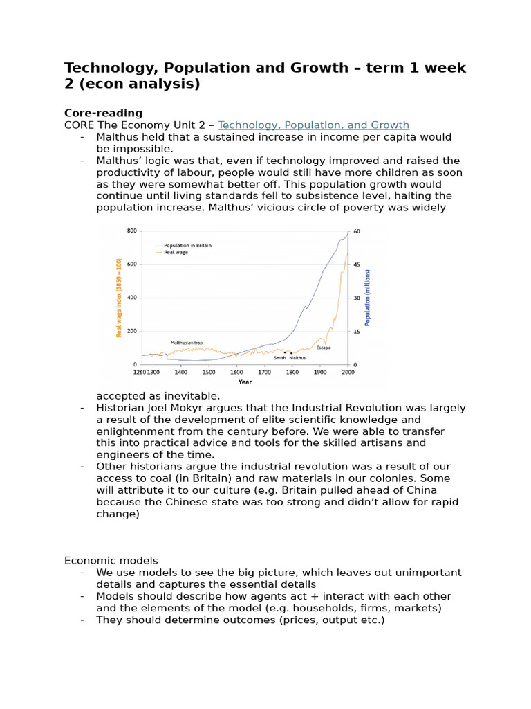 Technology, Population, Growth - Week 2 | PDF | Labour Economics ...